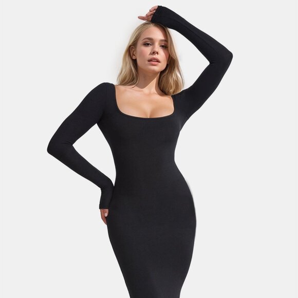 Basic Bae | Dresses | Basic Bae Builtin Shapewear Square Neck Long ...